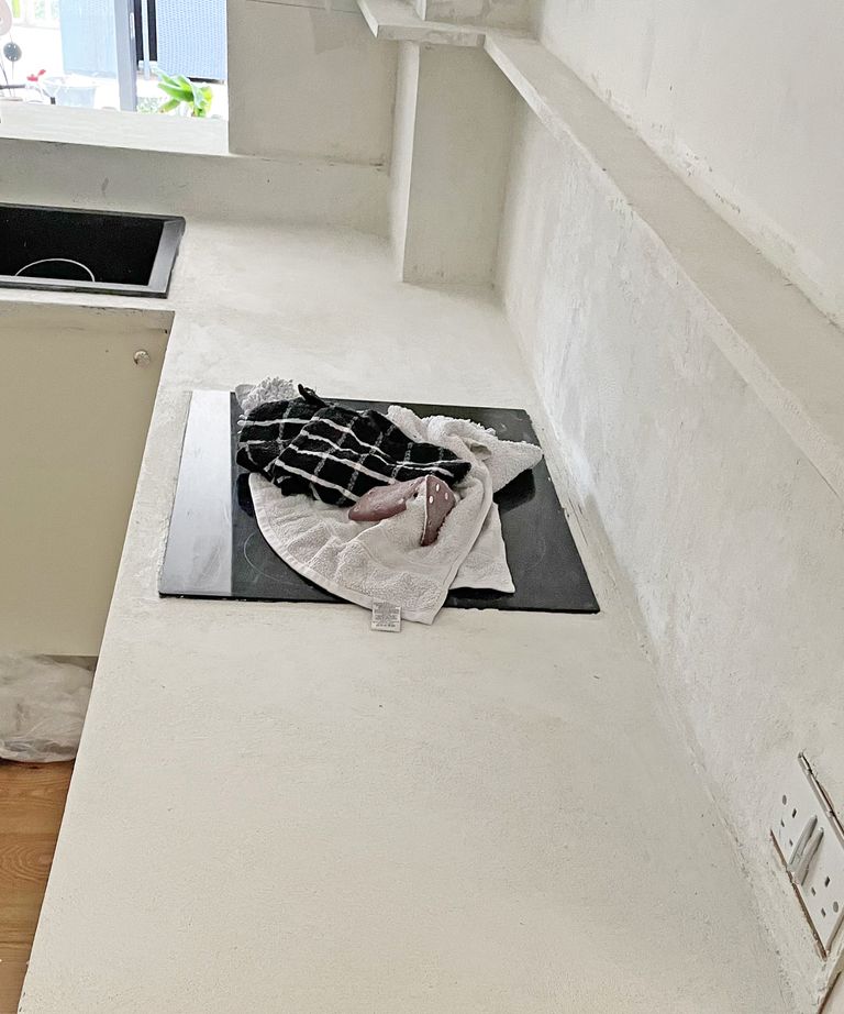 How to DIY a microcement backsplash for a cool, budget kitchen upgrade ...