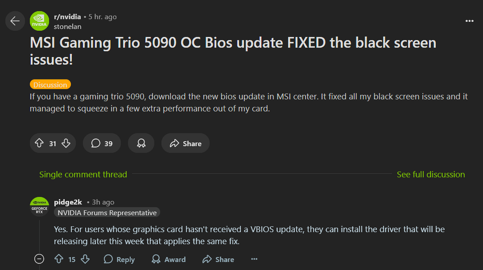 Upcoming driver to fix Nvidia RTX 50-series black screen and BSOD ...