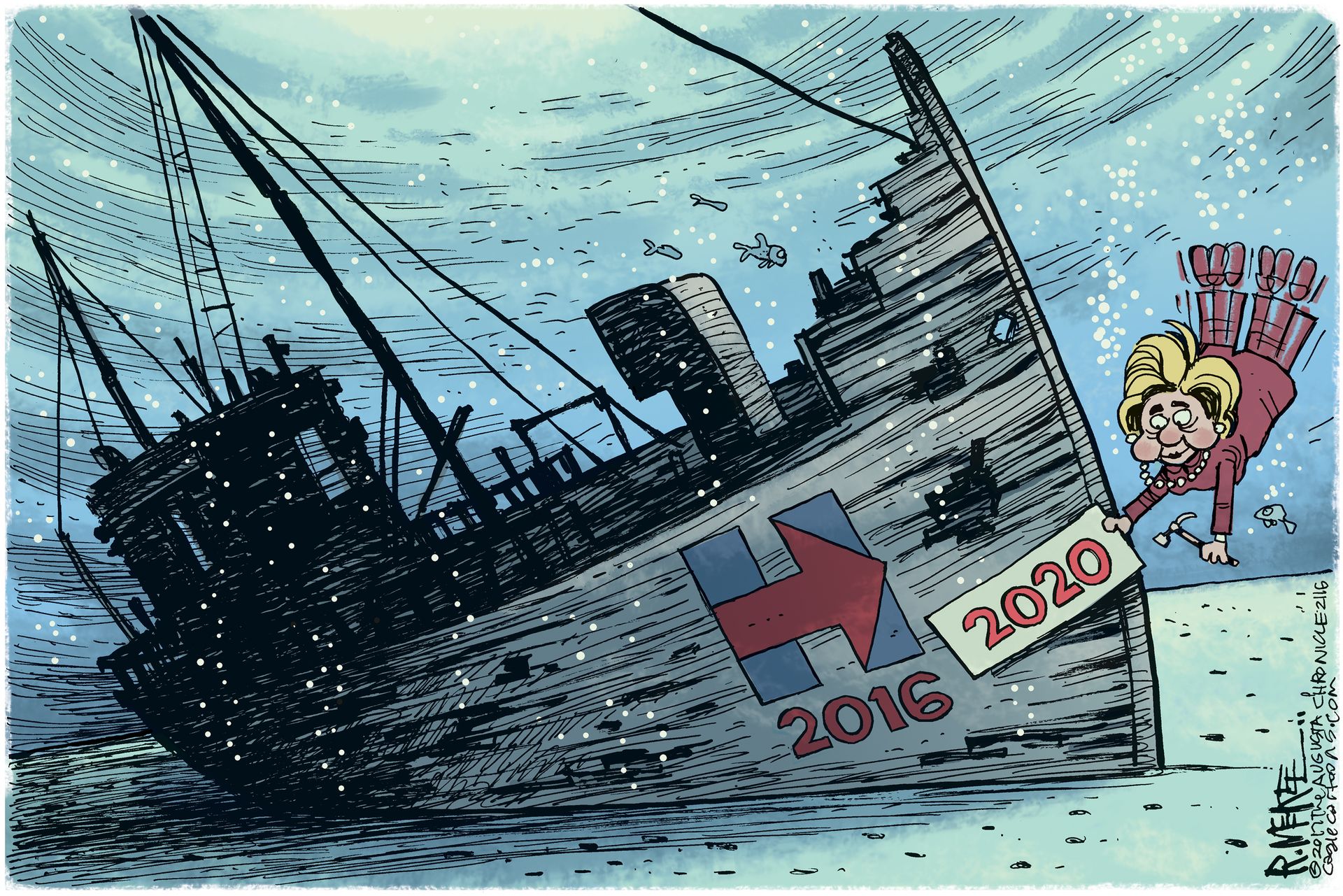 Political Cartoon U.S. Hillary Clinton 2020 sunken ship | The Week
