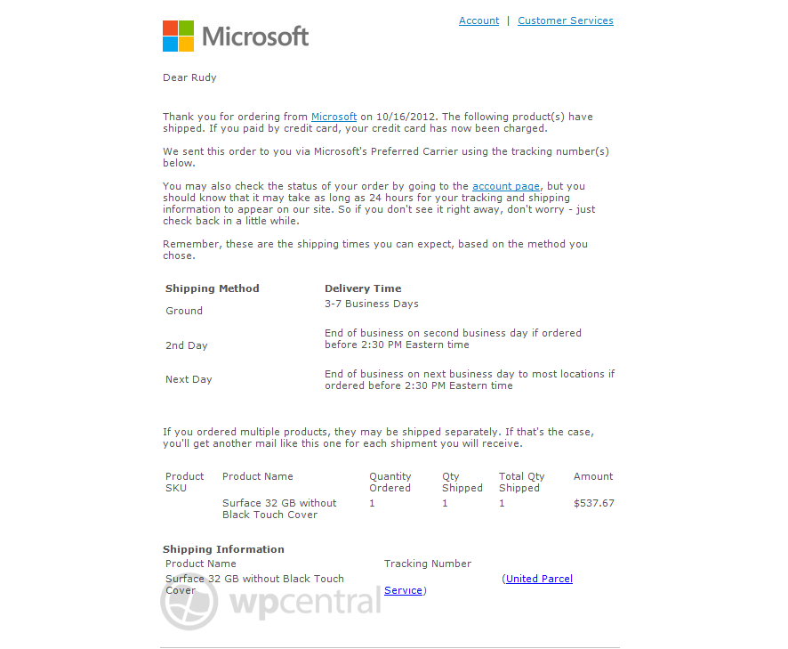 Microsoft shipping Surface tablets, confirmation emails being sent out ...