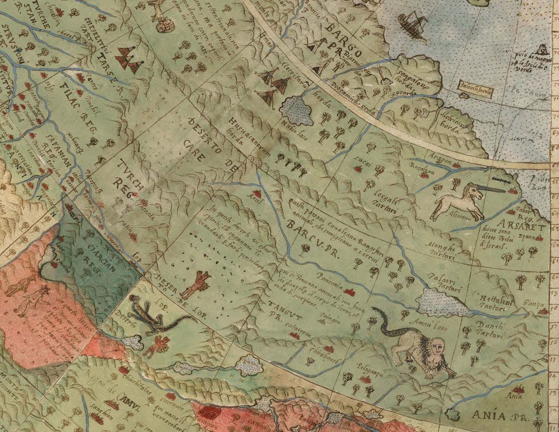 Photos: Renaissance World Map Sports Magical Creatures | Live Science