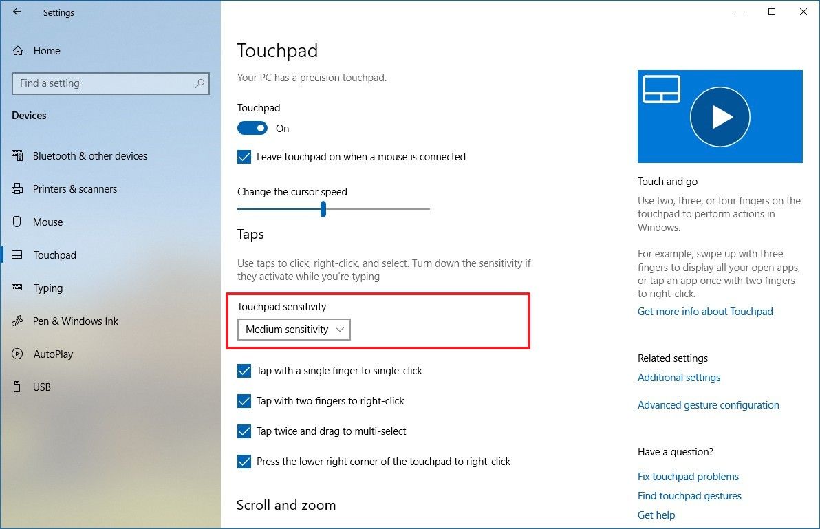 How to customize 'Precision Touchpad' settings on Windows 10 | Windows ...