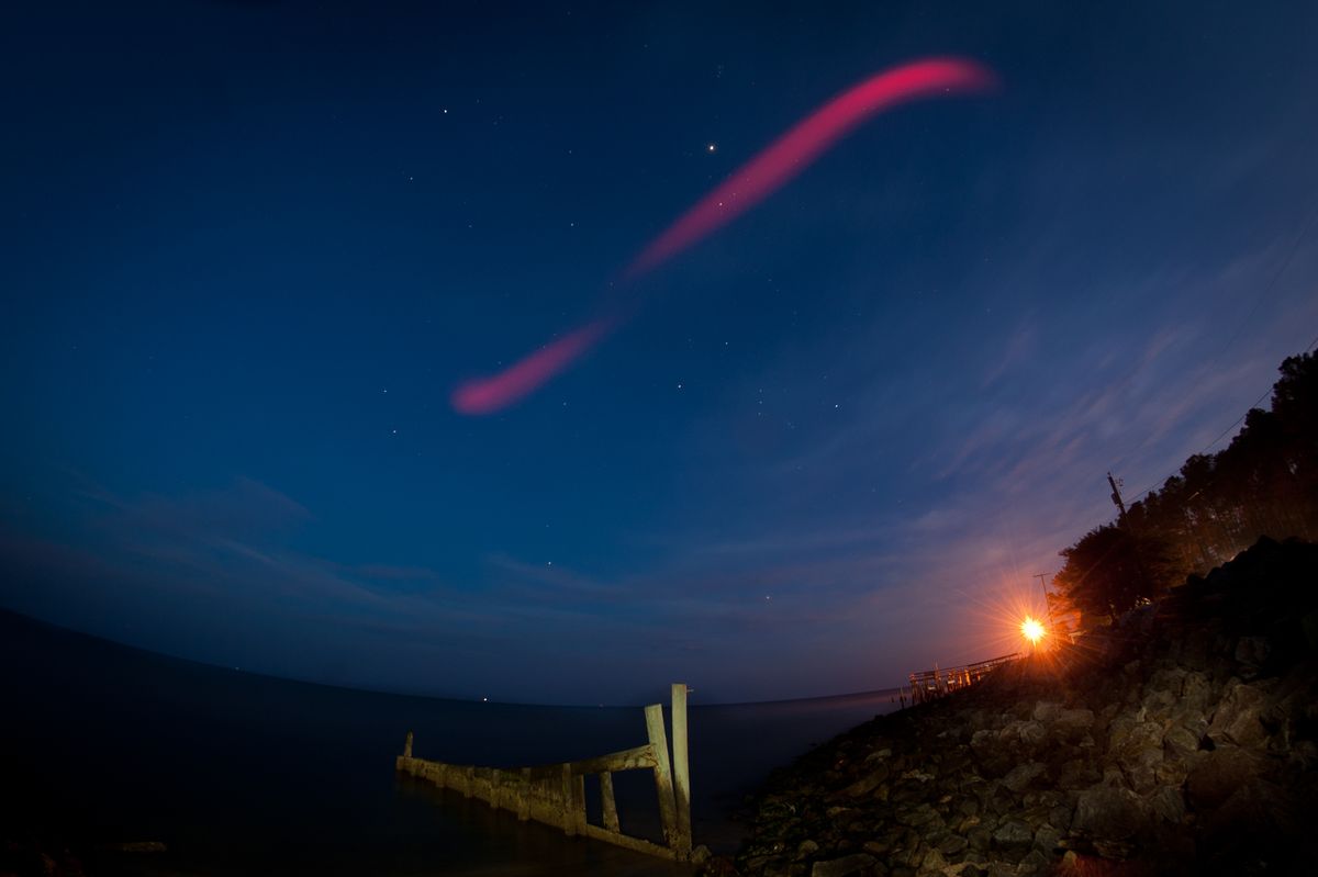 NASA Rocket Launch Paints Night Sky Red (Photos) | Space