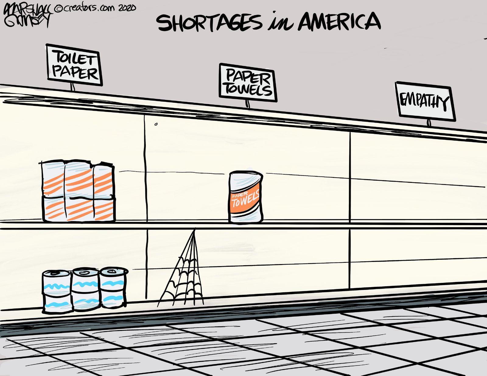 Editorial Cartoon U.S. America shortages empathy protests | The Week