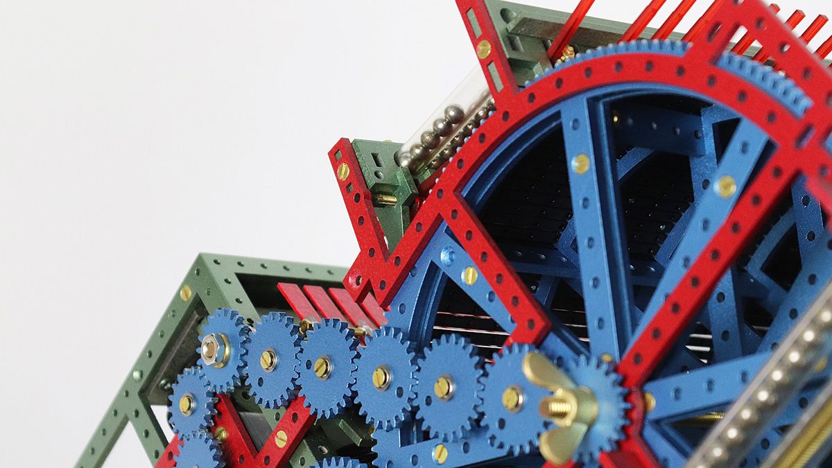 This miniature tribute to the Marble Machine X is a mechanical, Meccano ...