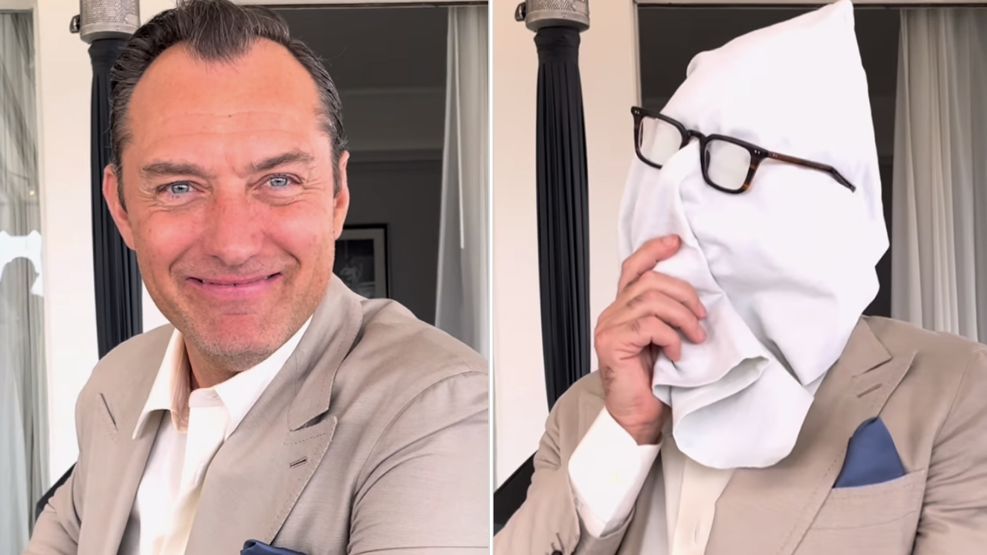 Jude Law Reprises Mr. Napkin Head, Teases The Holiday Sequel | Marie Claire