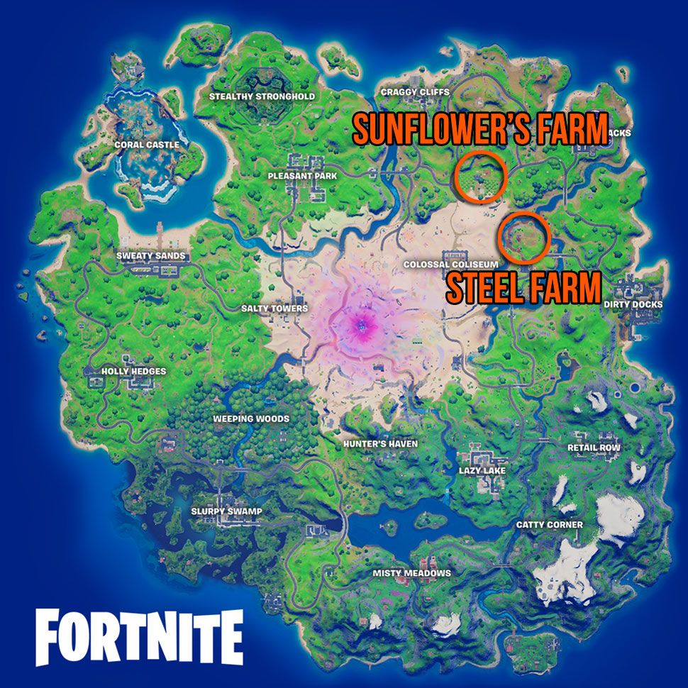 Fortnite Steel Farm and Sunflower's Farm locations: Where to find the ...
