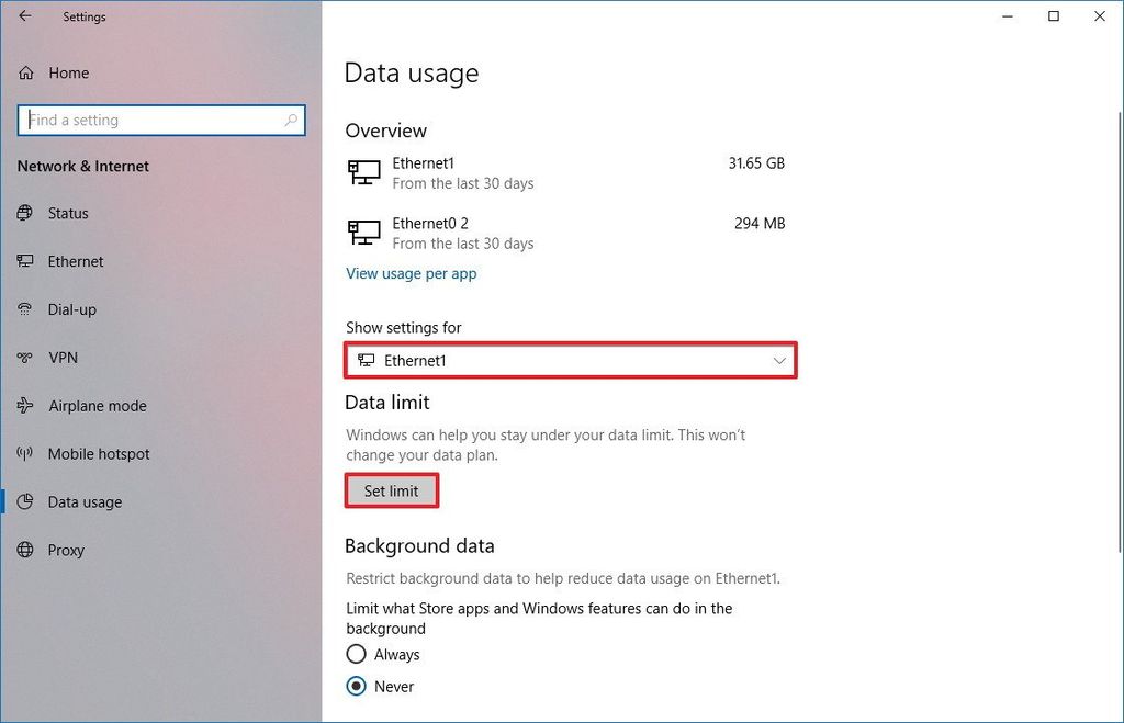 How to monitor and control data usage on Windows 10 April 2018 Update ...