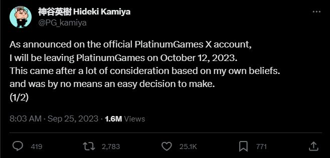 Bayonetta creator and co-founder Hideki Kamiya to leave Platinum: 'Keep ...