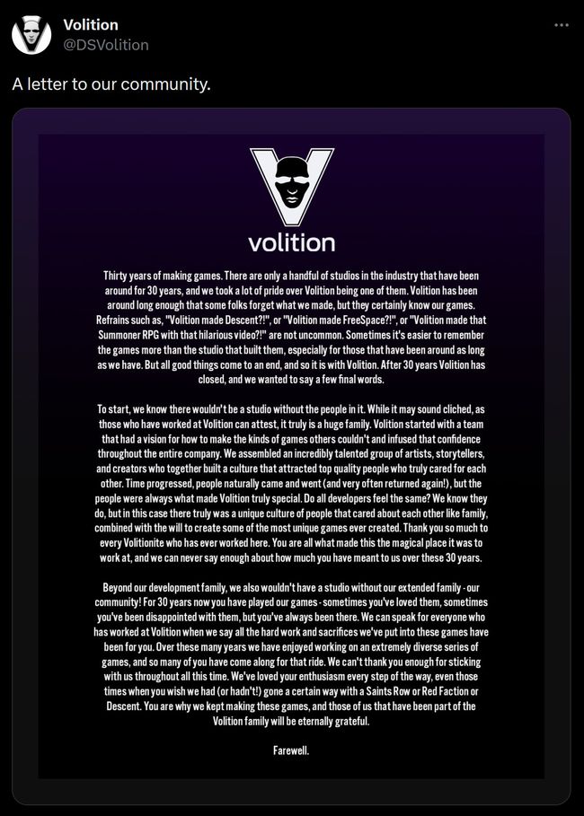 Saints Row studio Volition has been closed 'immediately' as part of ...