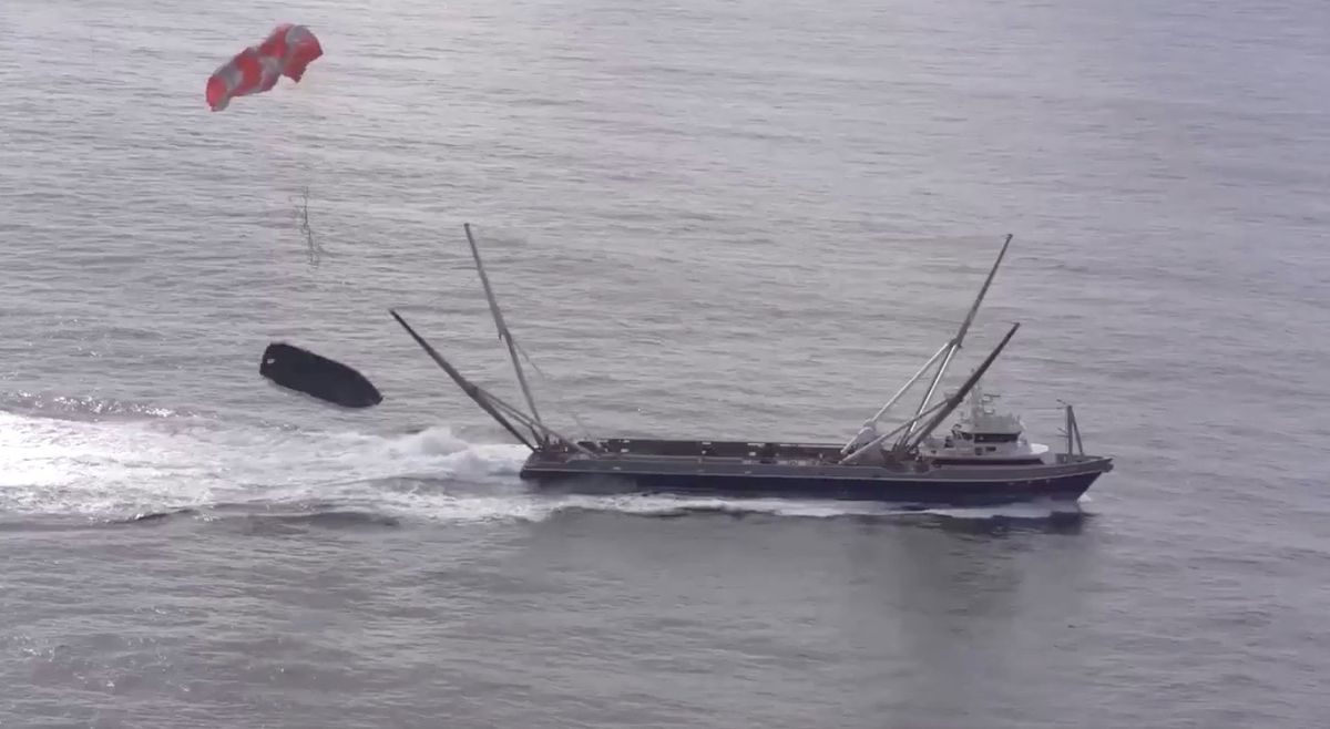 So Close, Mr. Steven! Rocket Fairing Slips from Grasp of SpaceX Boat in ...