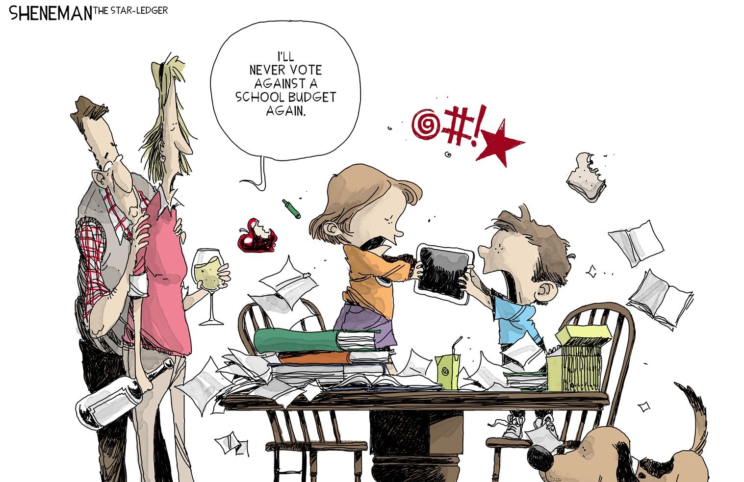 Editorial Cartoon U.S. stay at home family education school budget ...