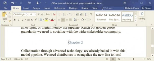 How To Add Or Remove Page Breaks In Word 2016 Laptop Mag