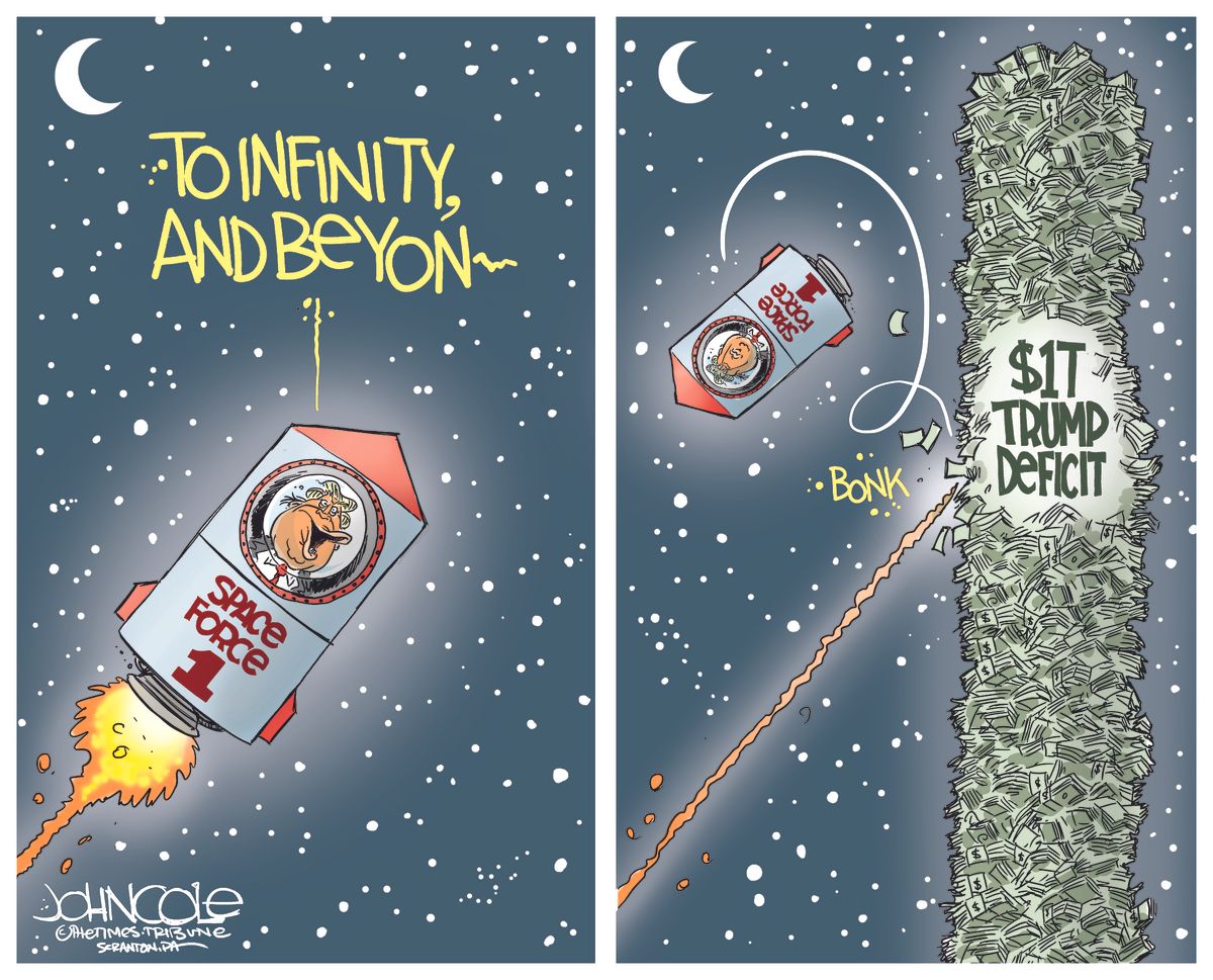 Political cartoon U.S. space force NASA air force military deficit ...