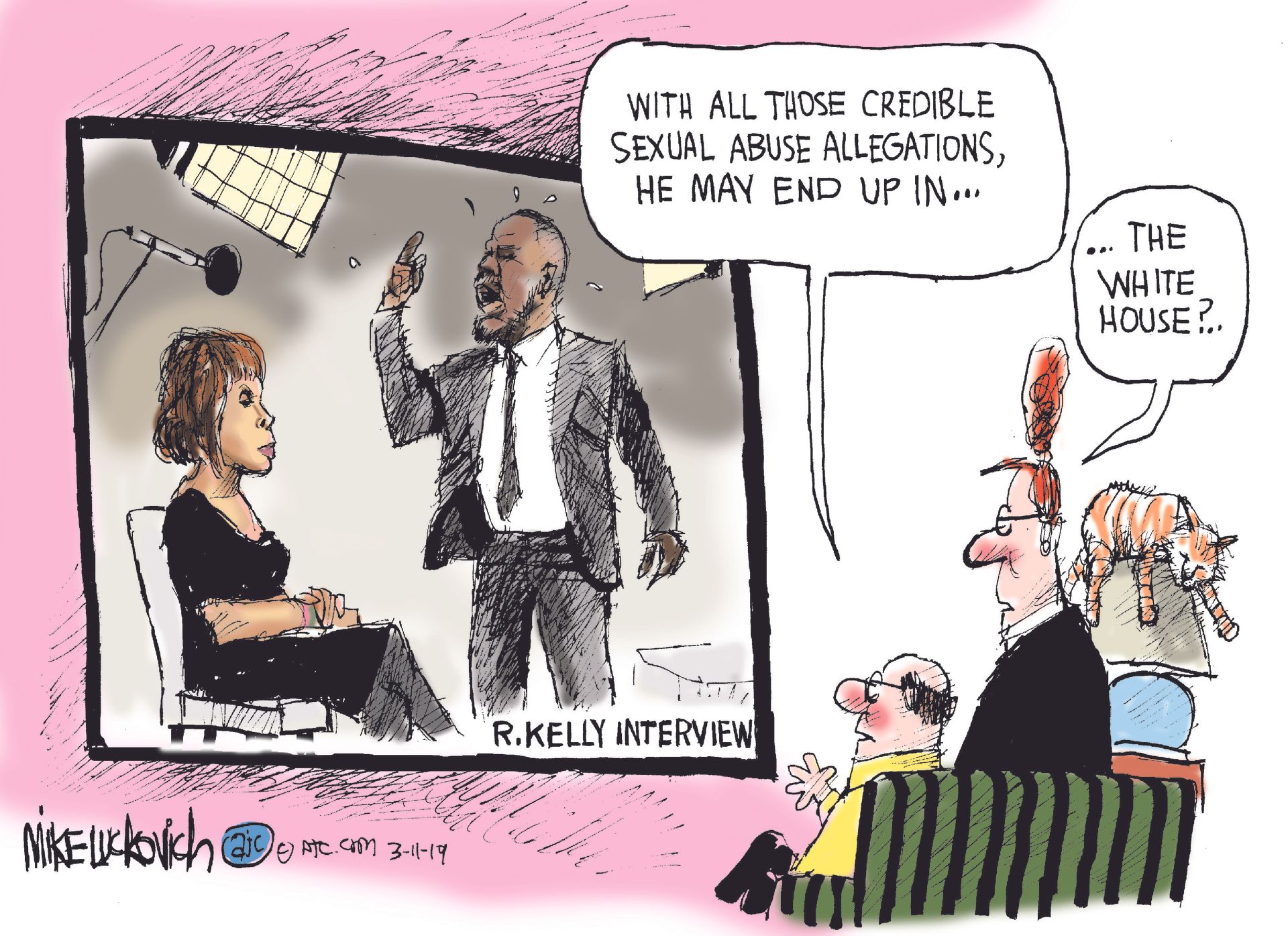 Political Cartoon U.S. R. Kelly Sex Abuse Scandal Gayle King CBS Trump ...