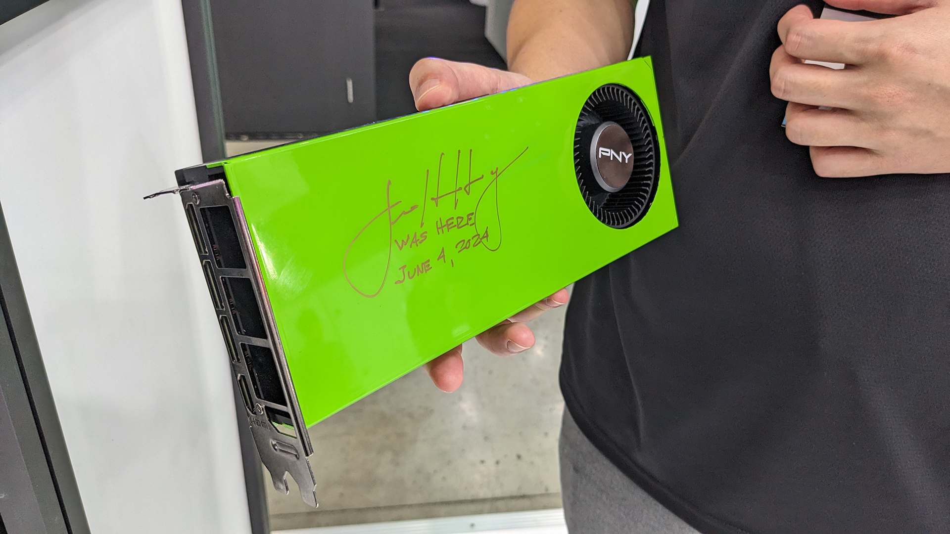 Jensen signs PNY RTX 4070 Super blower card at Computex — proves Nvidia ...