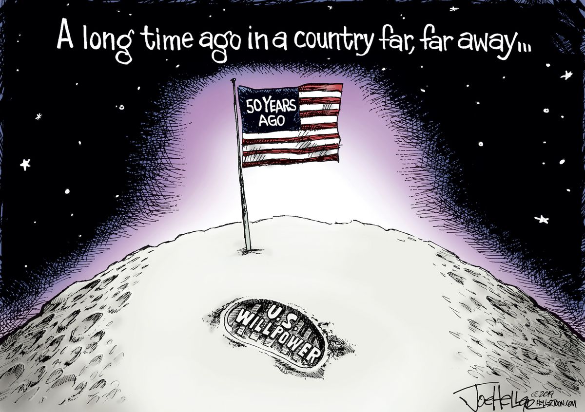Political Cartoon U.S. Willpower Apollo Moon Landing Anniversary | The Week