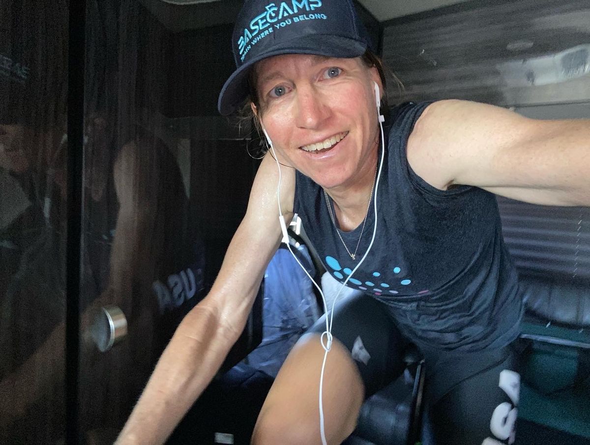 Riding inside a moving vehicle: Amber Neben's unique Unbound warm-up ...