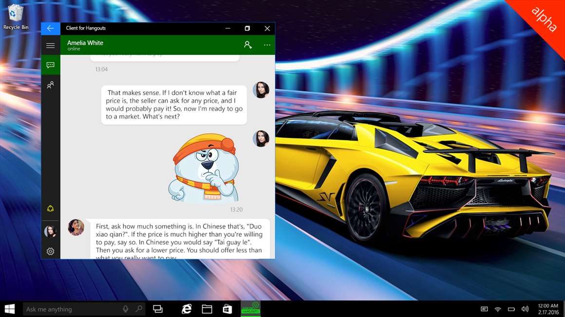 Client for Hangouts is a Universal Windows 10 app that lets you chat ...