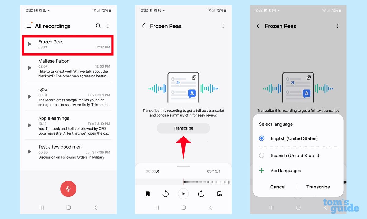 How to transcribe and summarize voice recordings on the Galaxy S24 ...