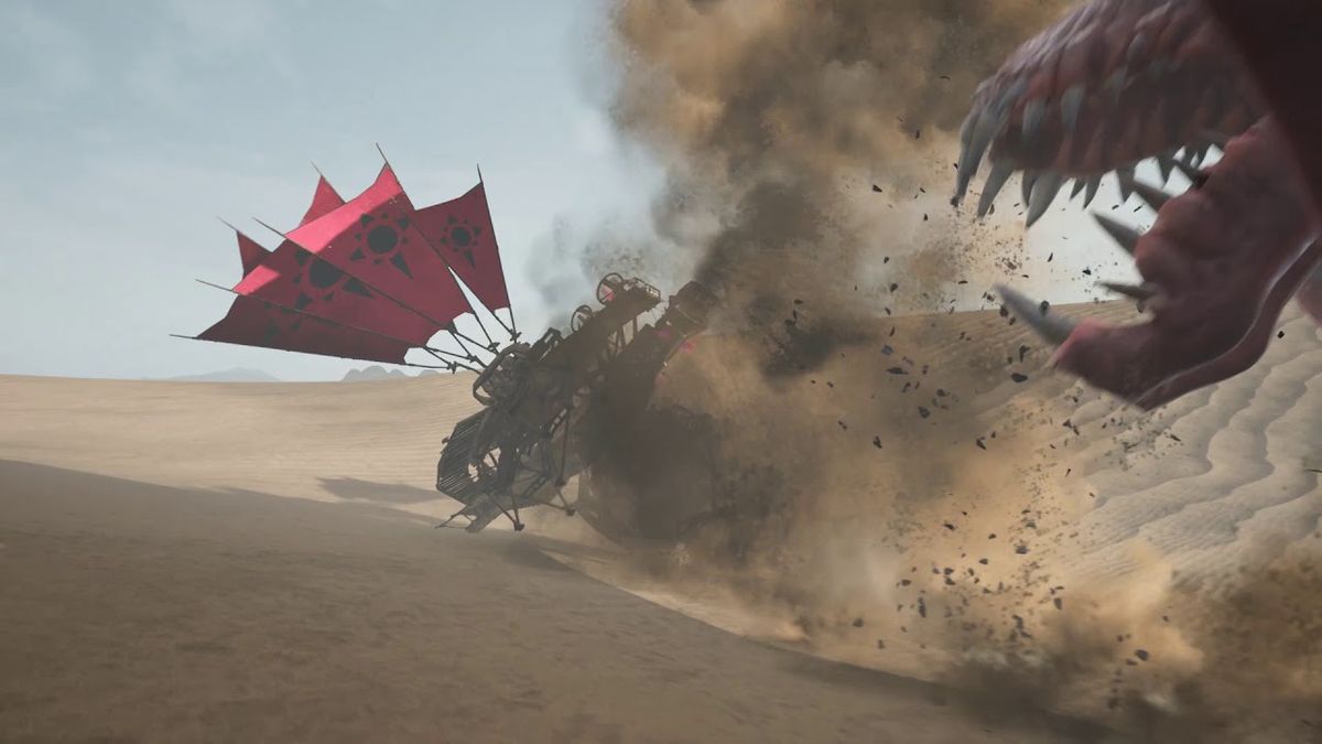 Watch a Sandworm smash a weird wooden land crawler in a new Last Oasis ...