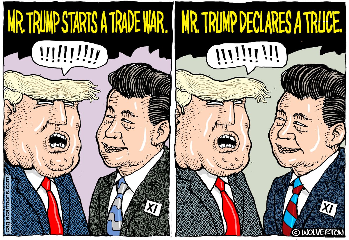 Political cartoon U.S. China Trump Xi Jinping trade war tariffs truce ... Political cartoon U.S. China Trump Xi Jinping trade war tariffs truce ...