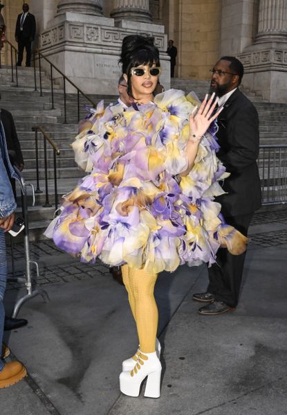 Cardi B Looks Like a Bouquet in Floral Mini Dress and Sky-High Heels ...