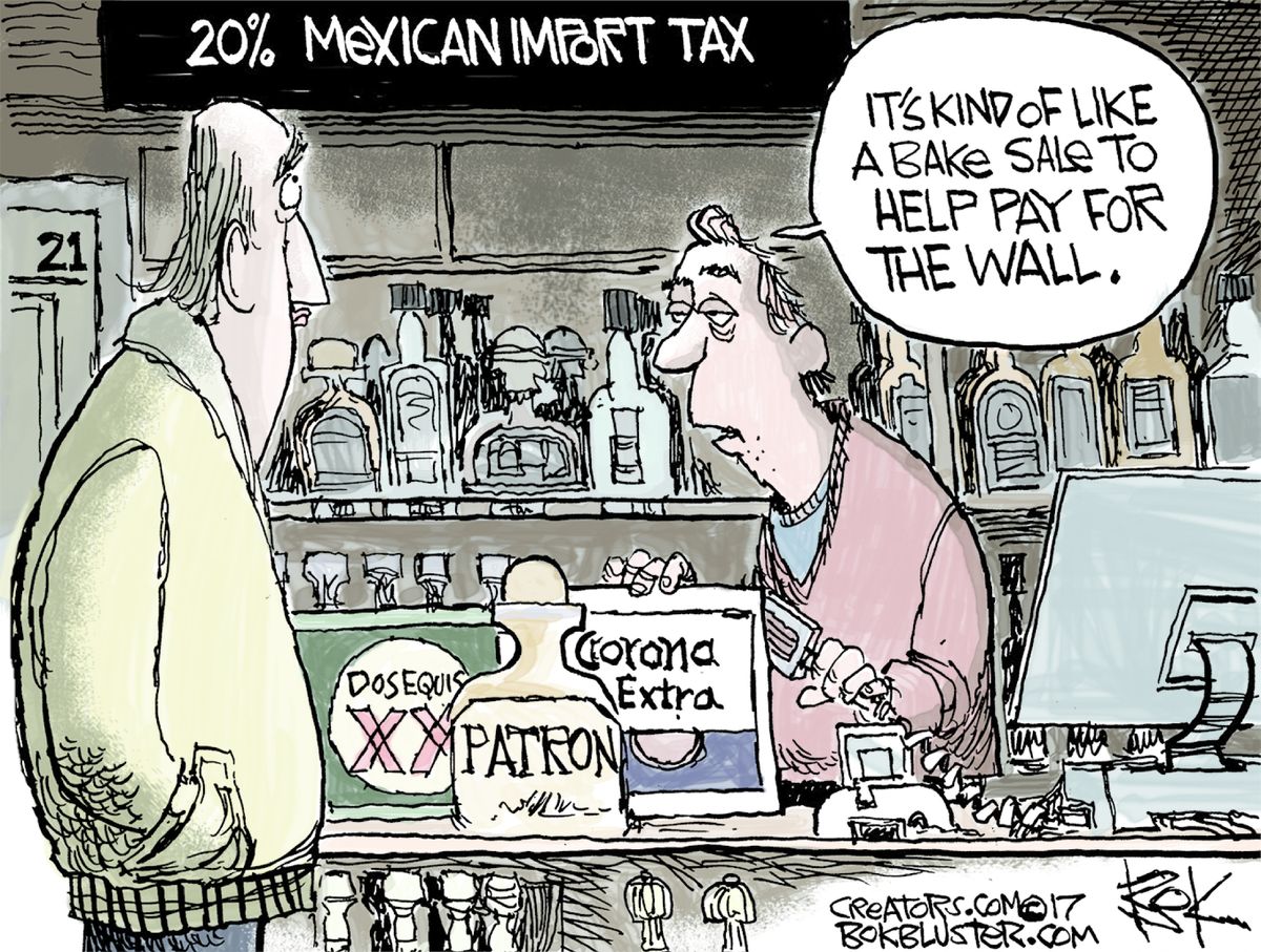 Political Cartoon U.S. Mexican Wall income tax bake sale | The Week