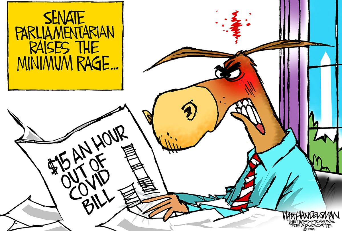 Political Cartoon U.S. senate parliamentarian 15 dollar minimum wage ...