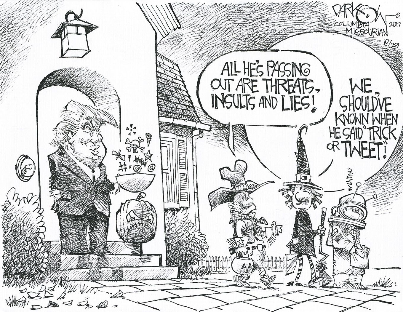 Political cartoon U.S. Trump tweets halloween | The Week
