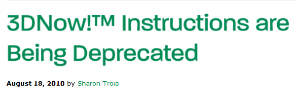 AMD Drops 3DNow! Support From Future CPUs | Tom's Hardware