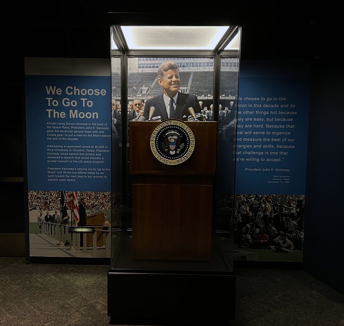 Not a fake, JFK 'choose the moon' lectern restored to public display ...