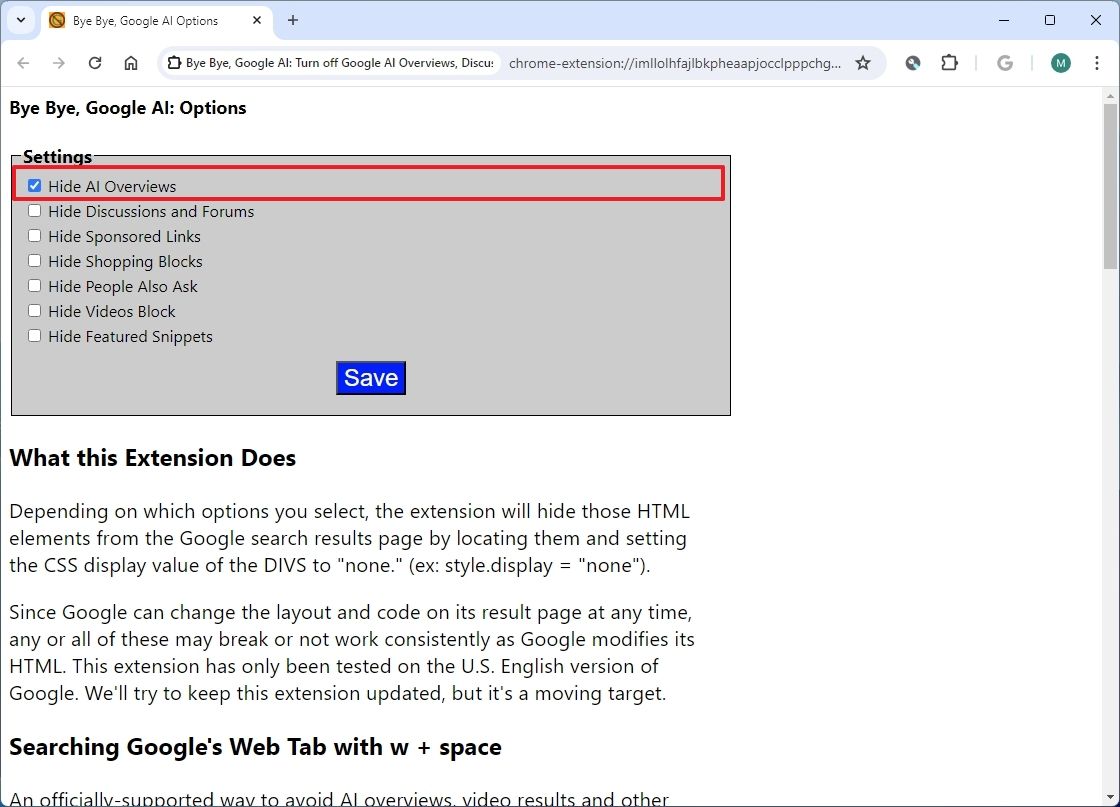 How to hide AI results on Google search with two methods for Microsoft ...