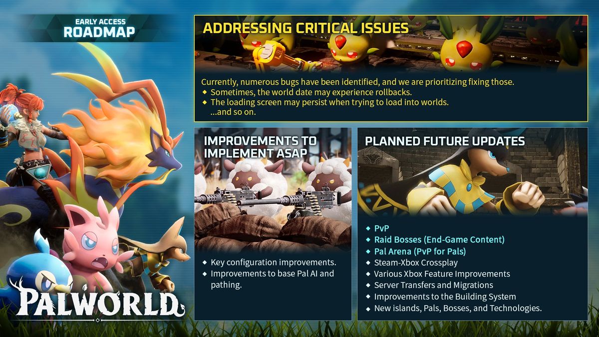 Palworld early access roadmap confirms plans for PvP and raid bosses ...
