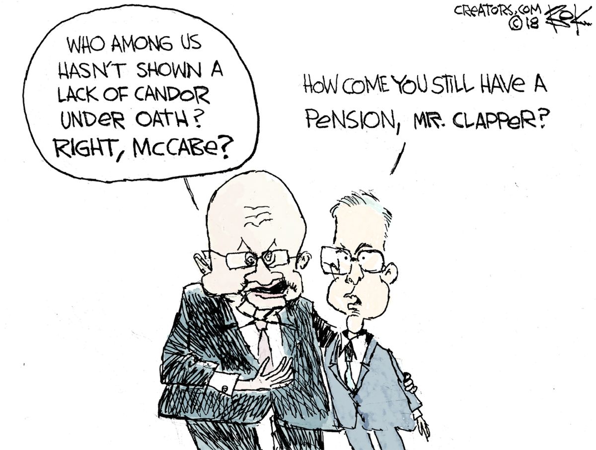 Political cartoon U.S. Andrew McCabe James Clapper under oath | The Week