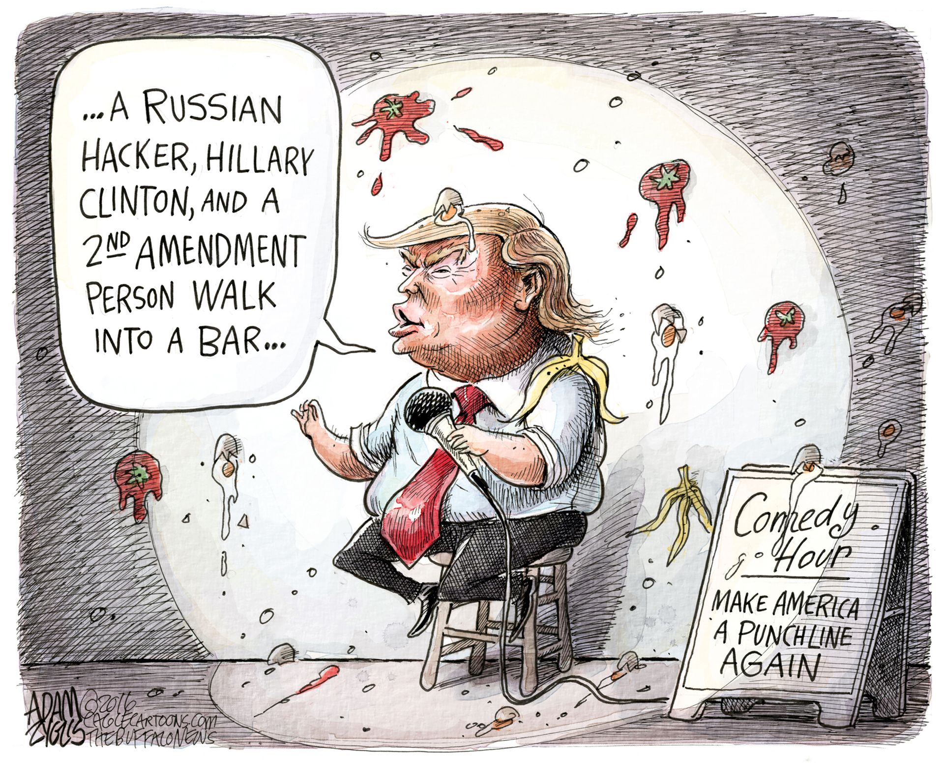 Political cartoon U.S. Donald Trump 2016 election presidency Hillary ...