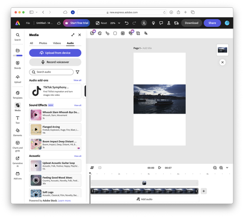 How to add audio to your videos online for free with Adobe Express ...