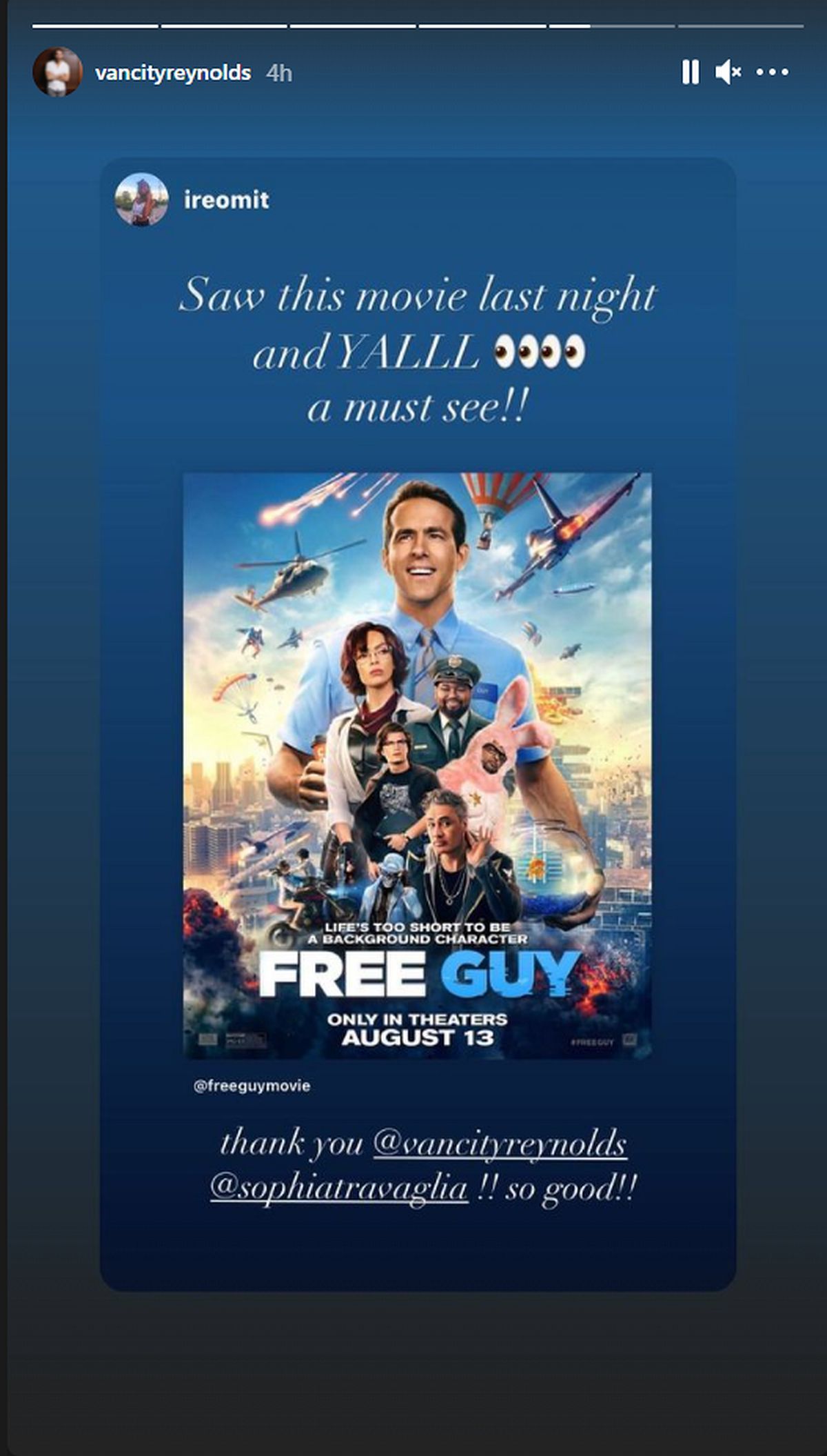 Free Guy Has Screened And Ryan Reynolds Is Sharing Some Fan Reactions ...