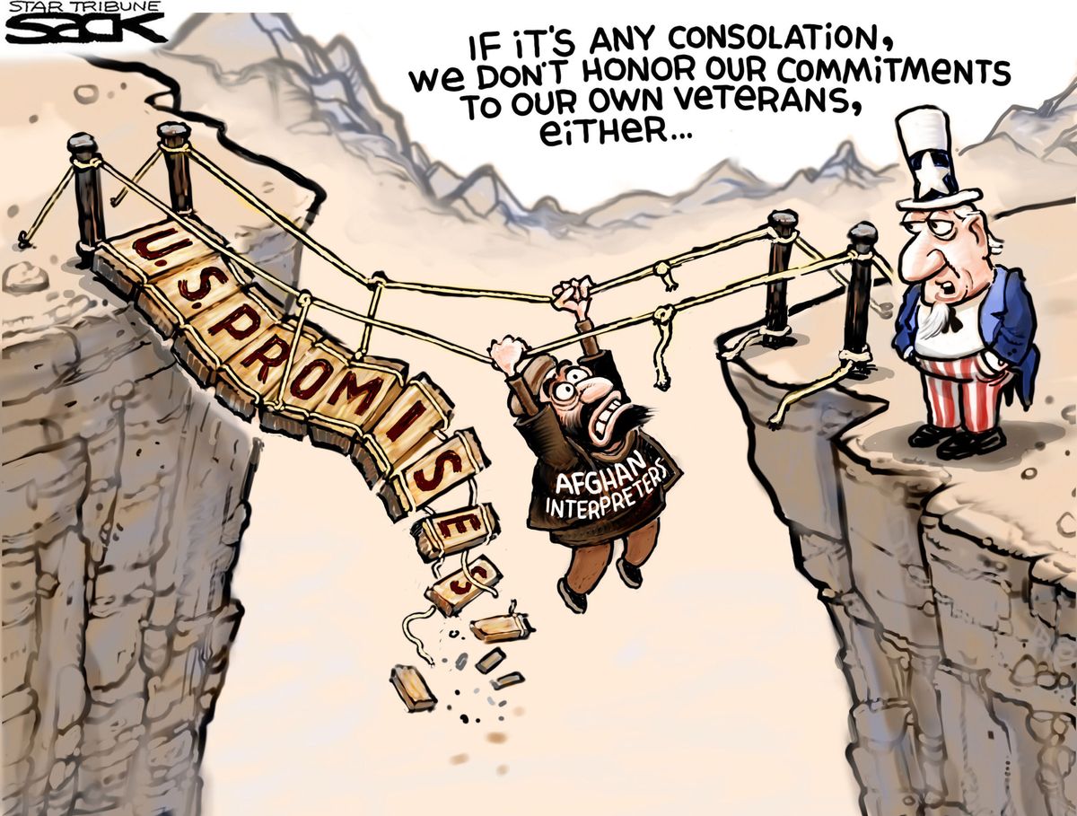 Political cartoon US Afghan interpreters and Uncle Sam | The Week