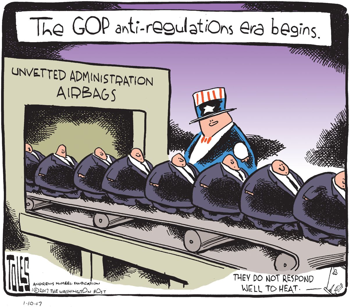 Political cartoon U.S. Donald Trump administation GOP anti regulations ...
