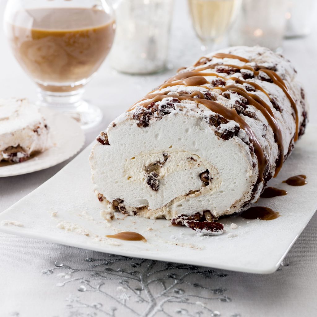 Pecan and Maple Meringue Roulade | Woman & Home