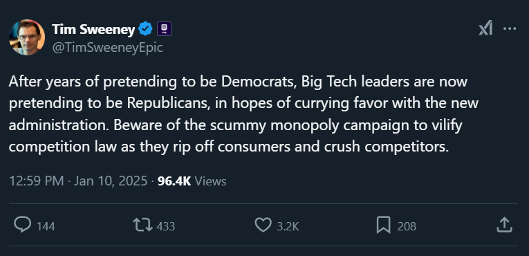 Epic CEO Tim Sweeney says tech leaders are 'pretending to be ...