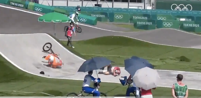 BMX racer crashes into official who walks onto Tokyo Olympics course ...