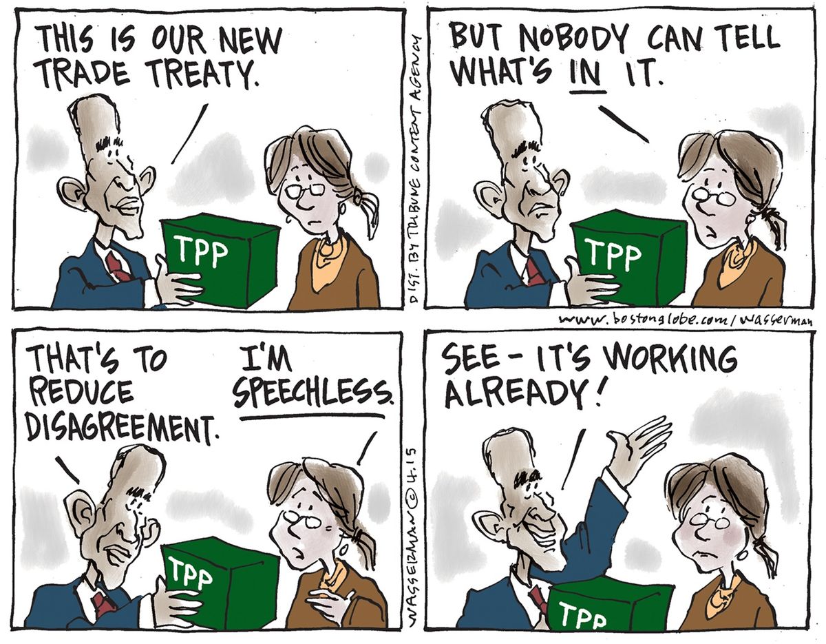 Obama cartoon U.S. Trade Agreement | The Week