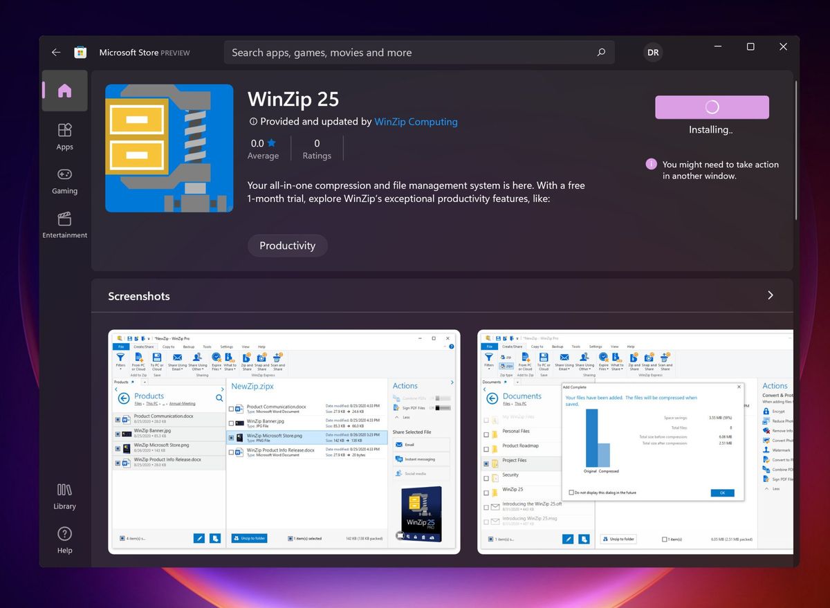 WinZip 25 Pro shows up as a classic Win32 app in the new Windows 11 ...