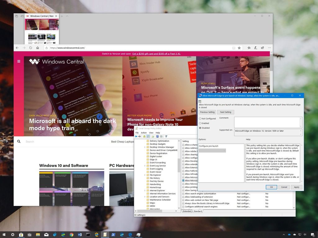 How to stop loading Microsoft Edge processes at startup on Windows 10 ...