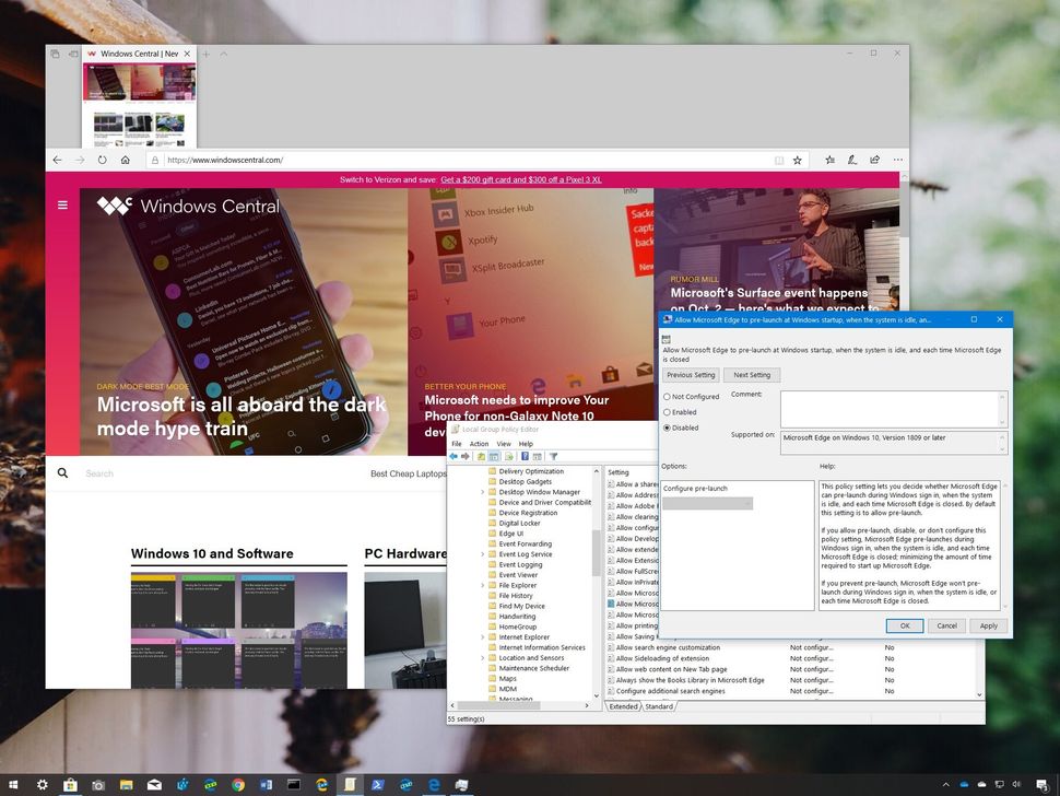 How to stop loading Microsoft Edge processes at startup on Windows 10 ...