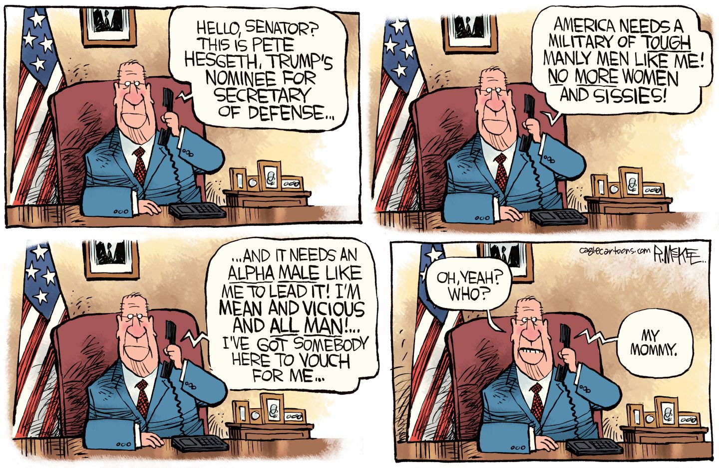 5 hilariously hypermasculine cartoons about Pete Hegseth’s nomination ...