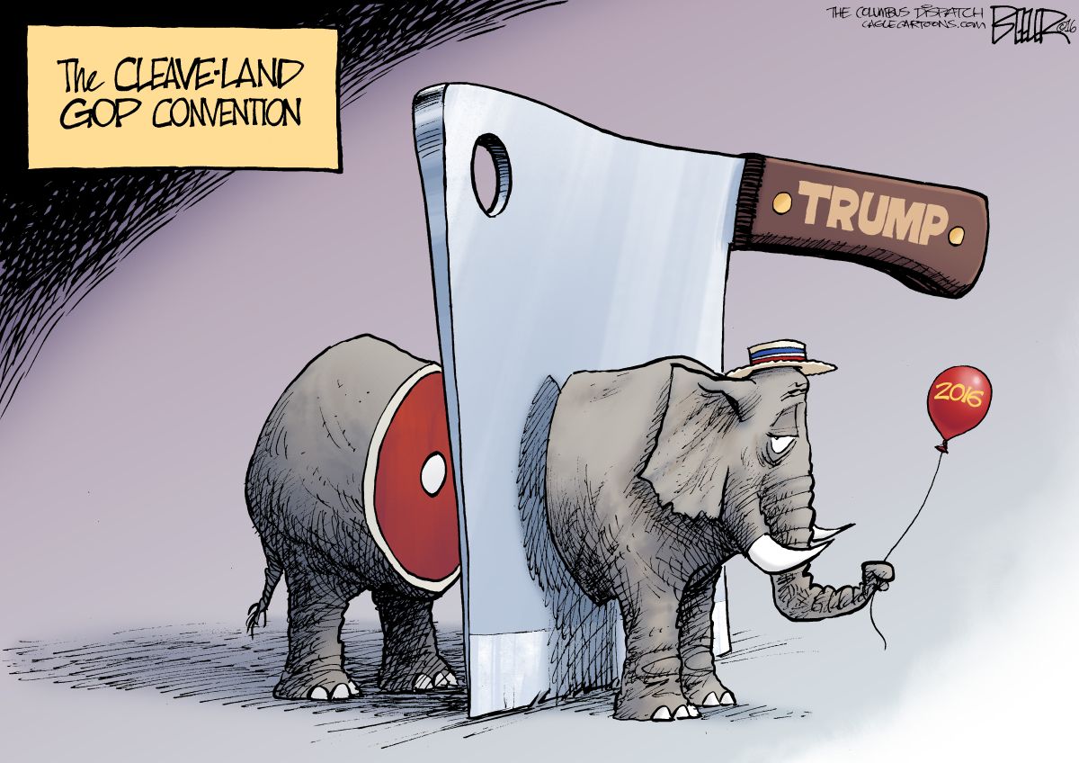 Political cartoon U.S. GOP split elephant | The Week