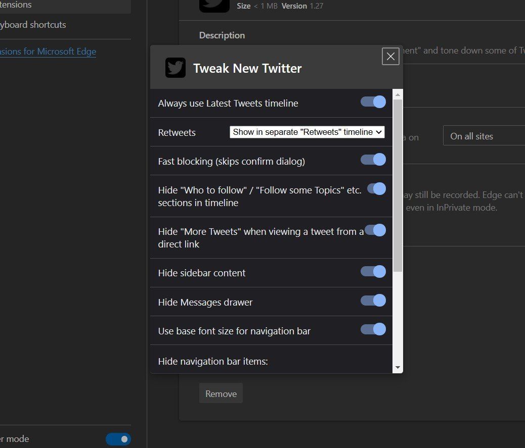 Run 'Control Panel for Twitter' via Microsoft Edge and get rid of all ...